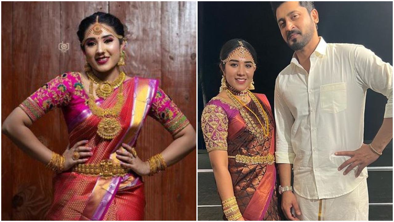 மணமகள் கோலத்தில் அழகு தேவதையாய் ஜொலிக்கும் நடிகை ஸ்ரீநிதி... என்ன அழகு ...