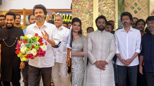 'லியோ' தயாரிப்பாளர் லலித் குமார் மகன் திருமணம்... வெள்ளை நிற ஃபார்மல் ...